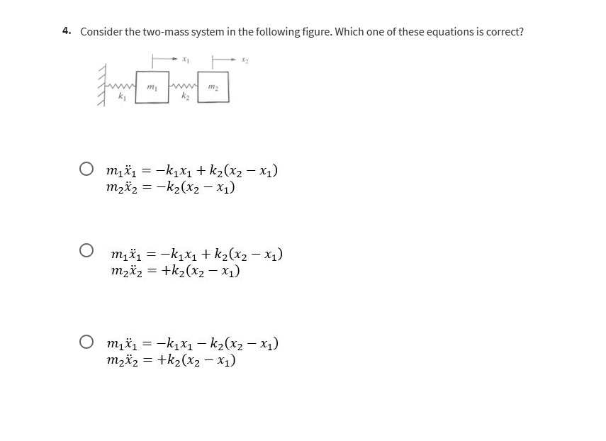 Solved Consider the two-mass system in the following figure. | Chegg.com