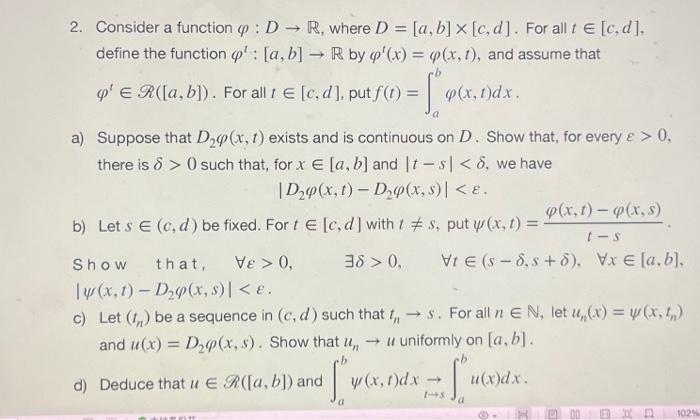 Solved 2. Consider a function φ:D→R, where D=[a,b]×[c,d]. | Chegg.com