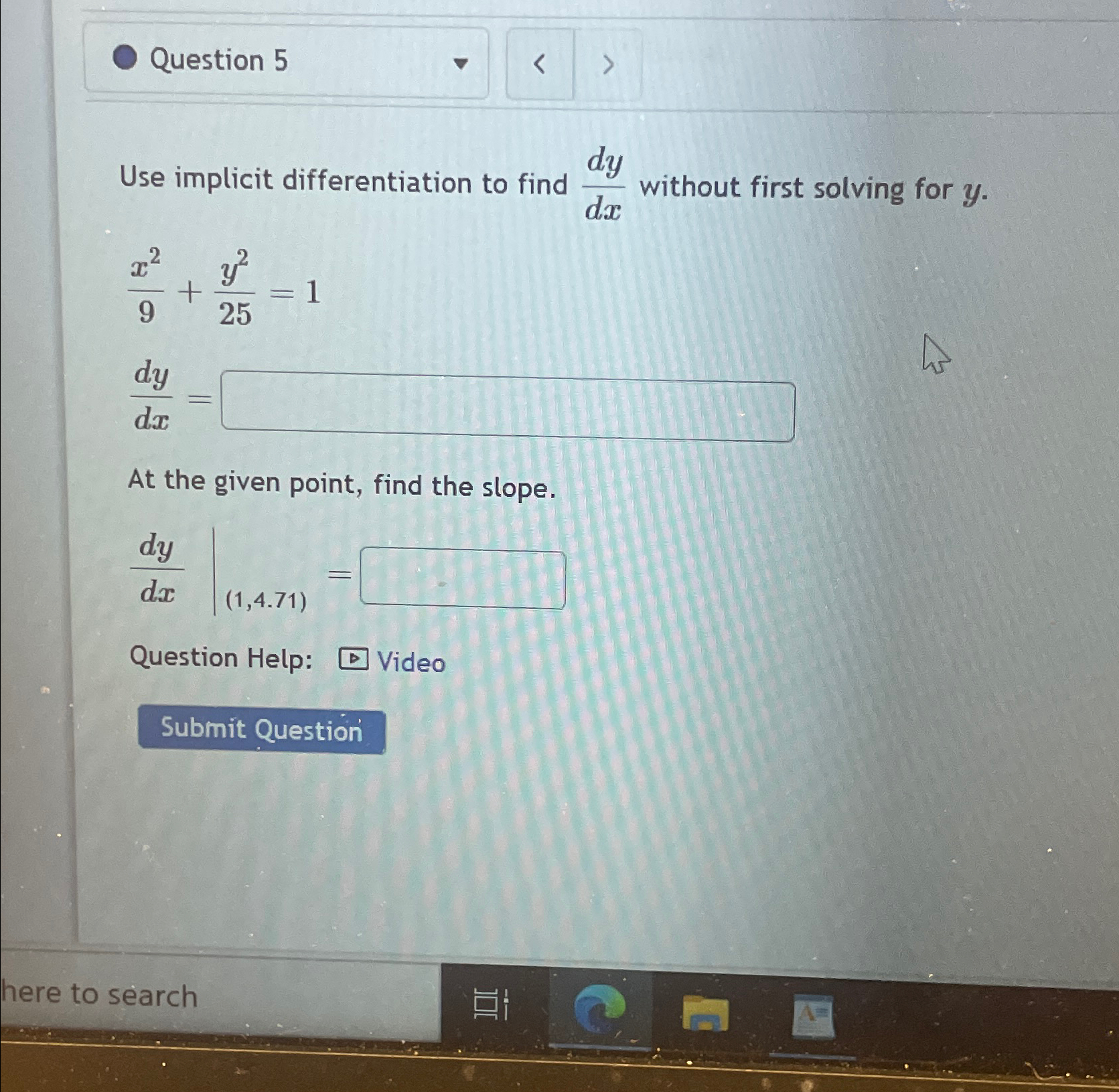 Solved Question 5Use implicit differentiation to find dydx | Chegg.com