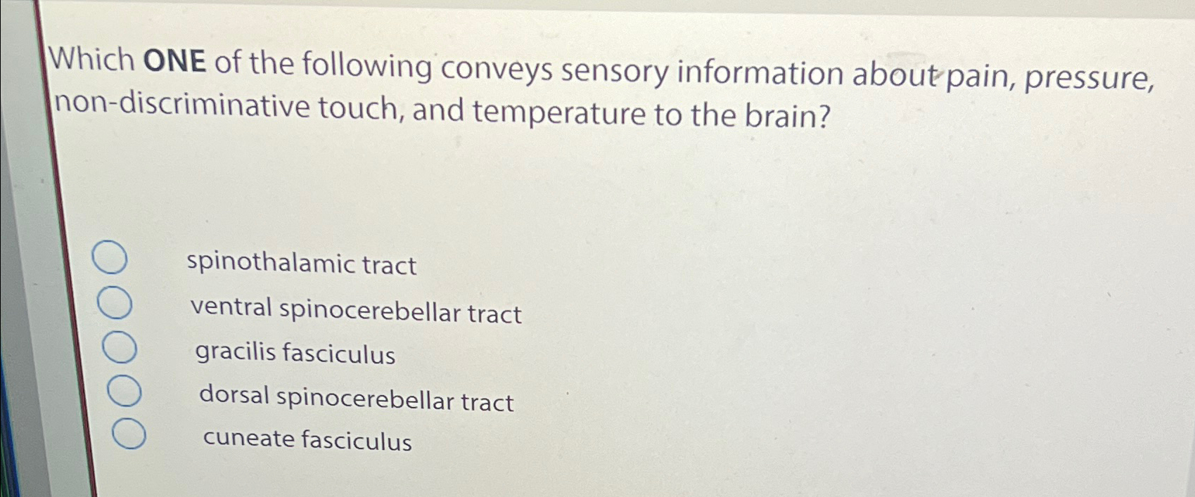 Solved Which ONE of the following conveys sensory | Chegg.com
