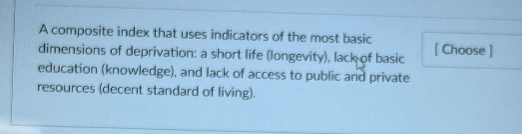 Solved A composite index that uses indicators of the most | Chegg.com