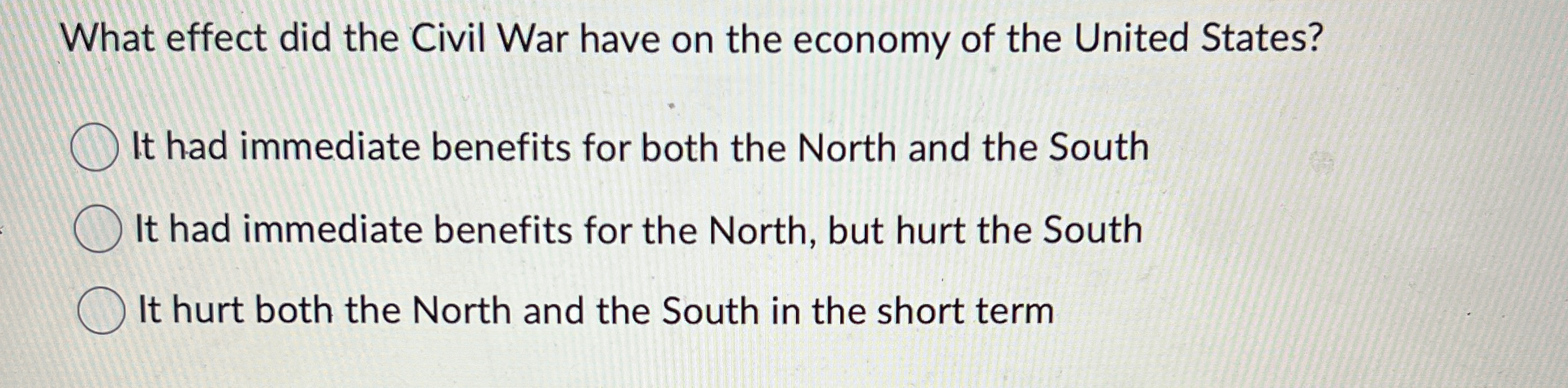 Solved What effect did the Civil War have on the economy of | Chegg.com