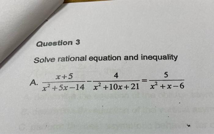 Solved Solve rational equation and inequality | Chegg.com
