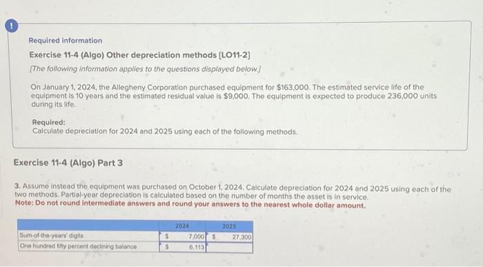 Solved Required information Exercise 11-4 (Algo) Other | Chegg.com