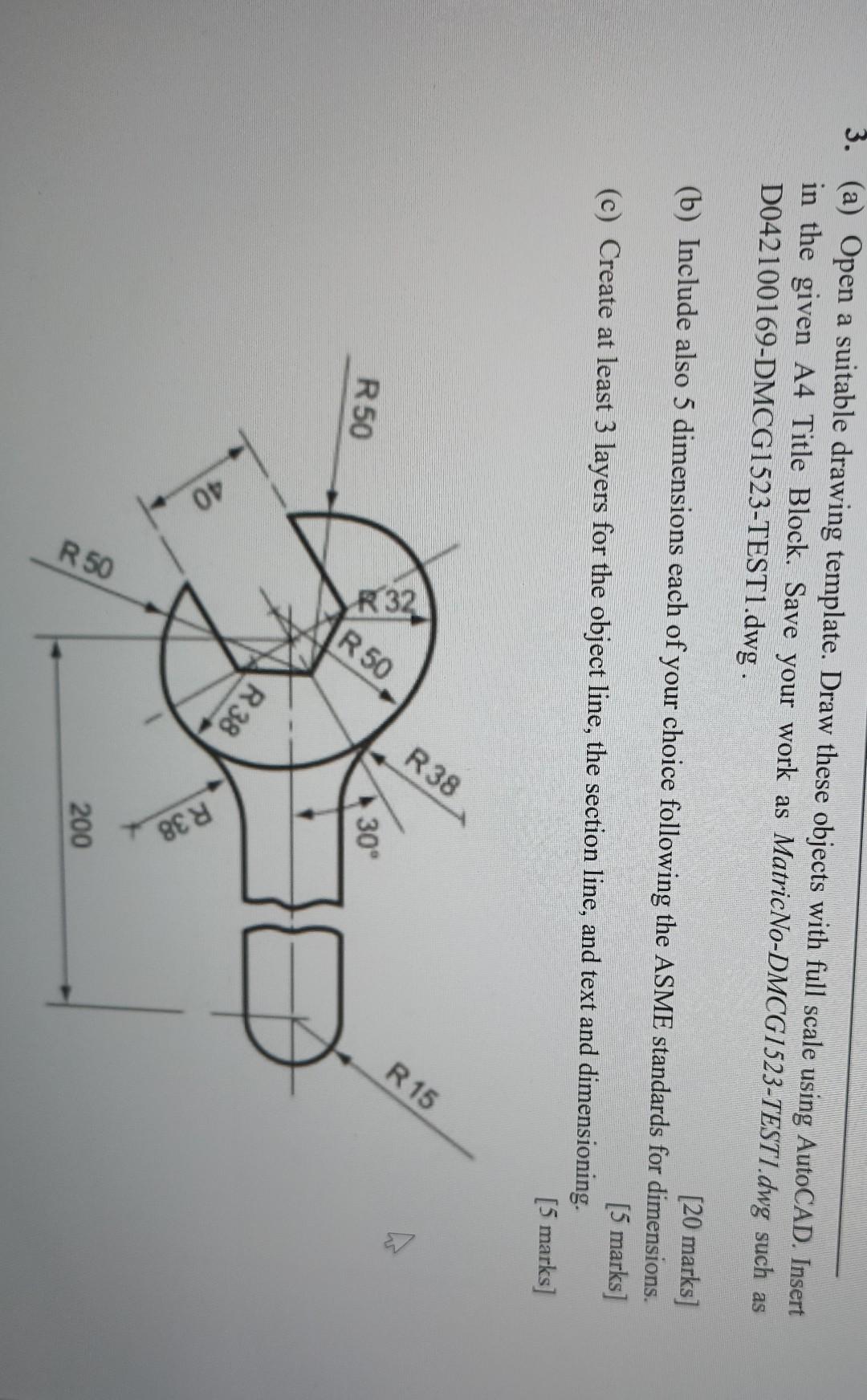 Solved 3. (a) Open a suitable drawing template. Draw these | Chegg.com