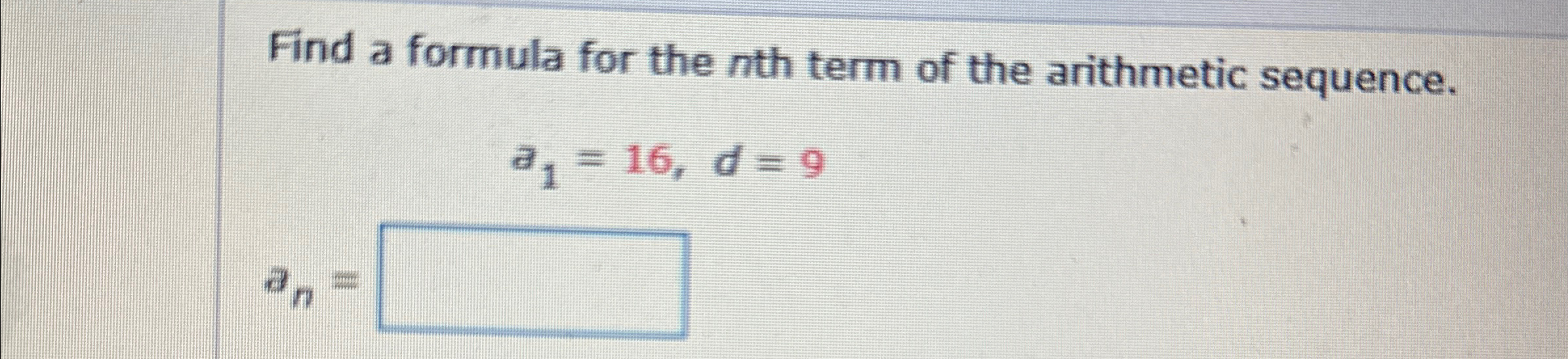Find a formula for the nth term of the arithmetic | Chegg.com