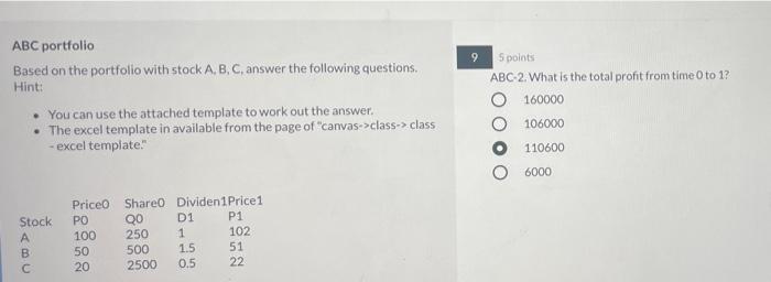 Solved 9 9 ABC portfolio Based on the portfolio with stock | Chegg.com