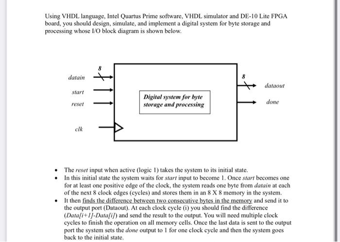 Solved Using VHDL language, Intel Quartus Prime software, | Chegg.com Solved Using VHDL language, Intel Quartus Prime software, | Chegg.com