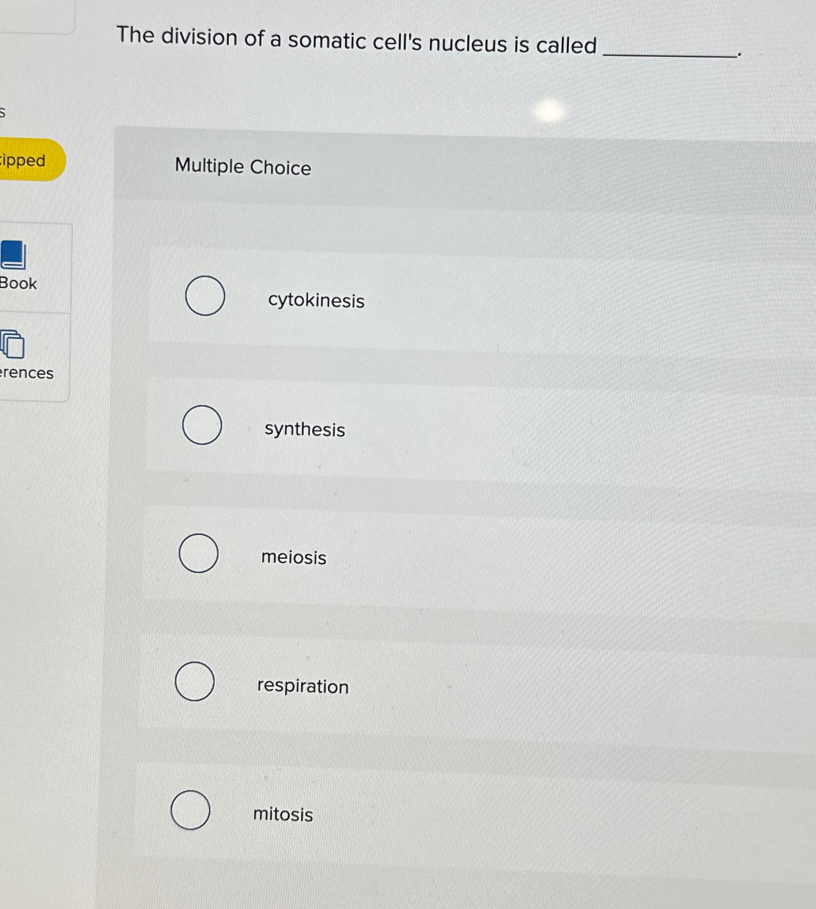 Solved The division of a somatic cell's nucleus is | Chegg.com