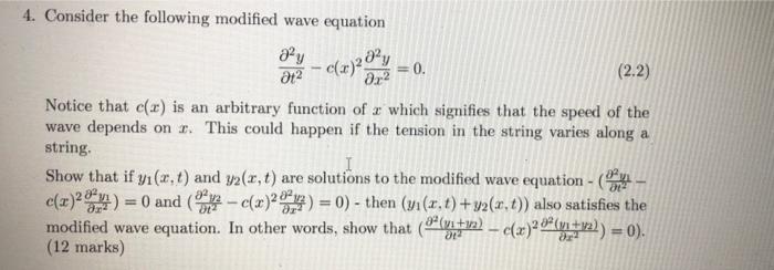 Solved (20)302) = 0. ar2 4. Consider the following modified | Chegg.com
