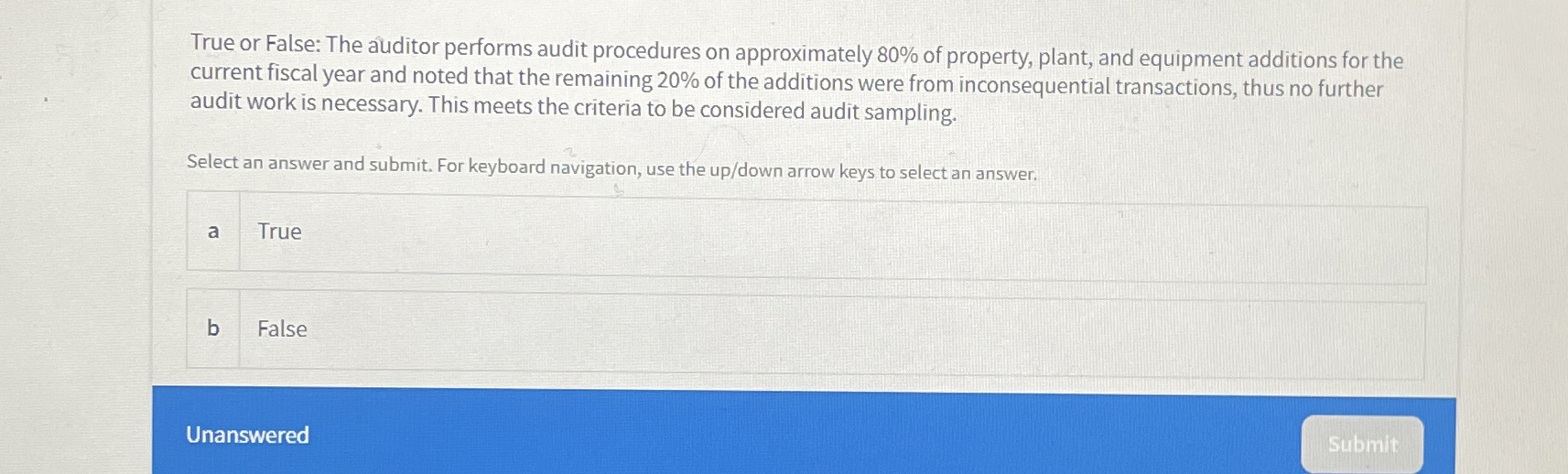 Solved True or False: The auditor performs audit procedures | Chegg.com