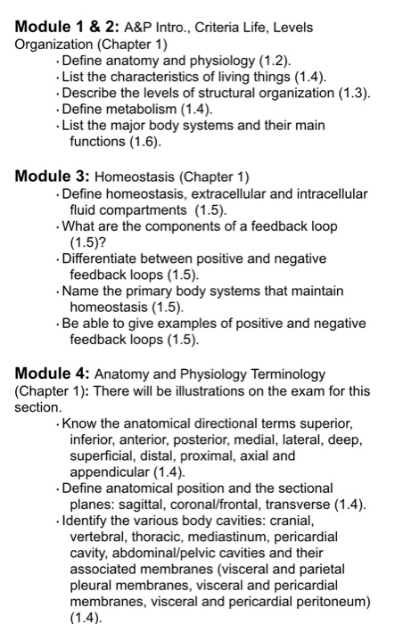 Solved Module 1 & 2: A&P Intro., Criteria Life, Levels | Chegg.com