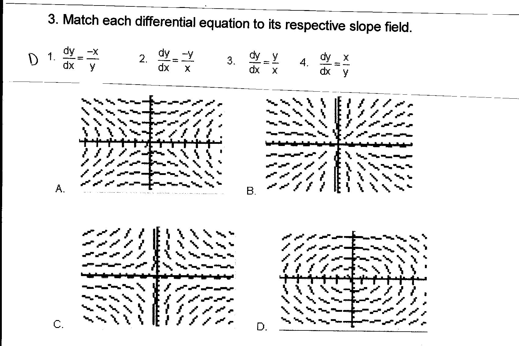 Solved Match each differential equation to its respective | Chegg.com