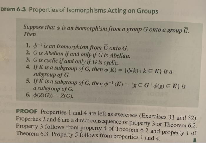 Solved -orem 6.3 Properties of Isomorphisms Acting on Groups | Chegg.com