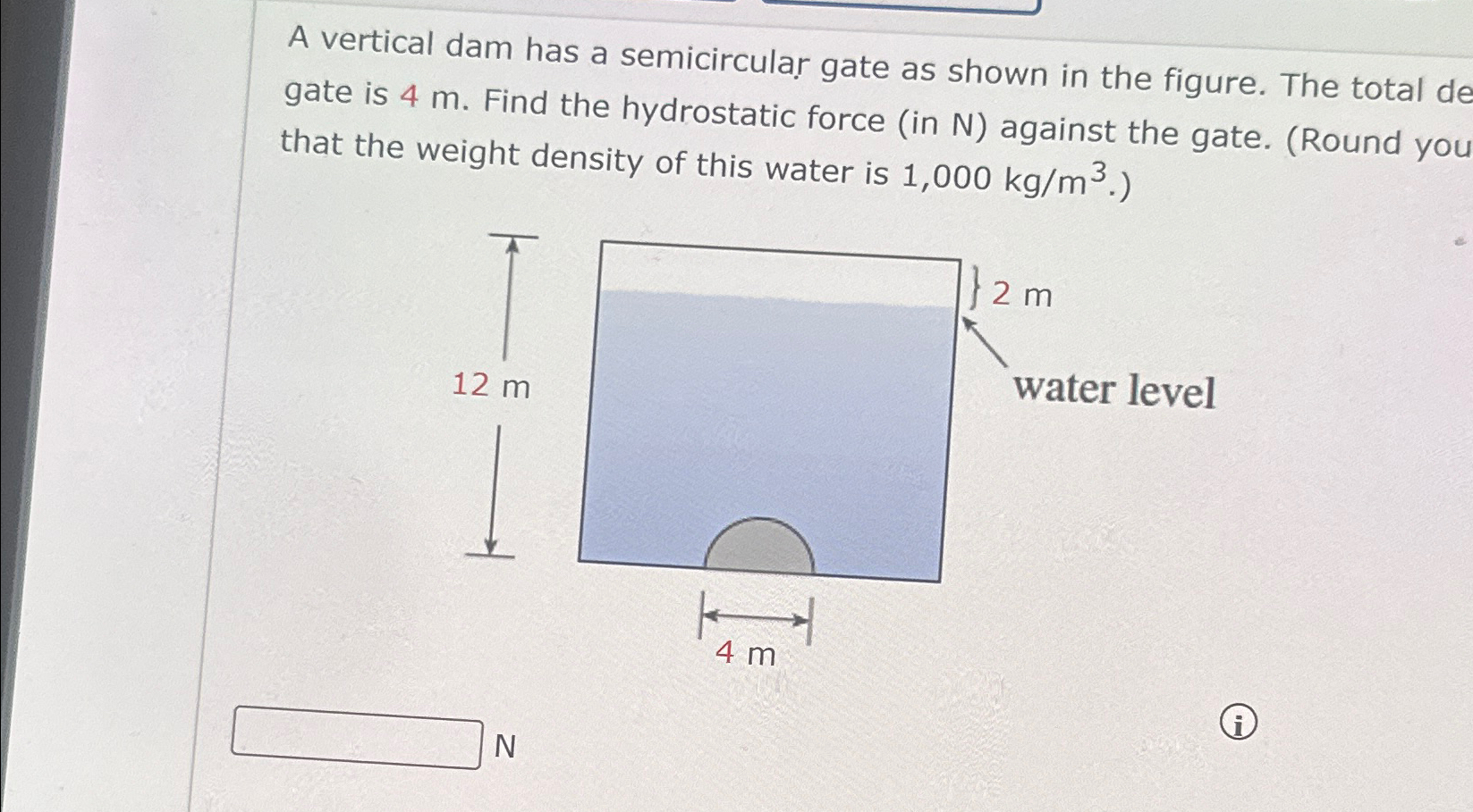 A vertical dam has a semicircular gate as shown in | Chegg.com