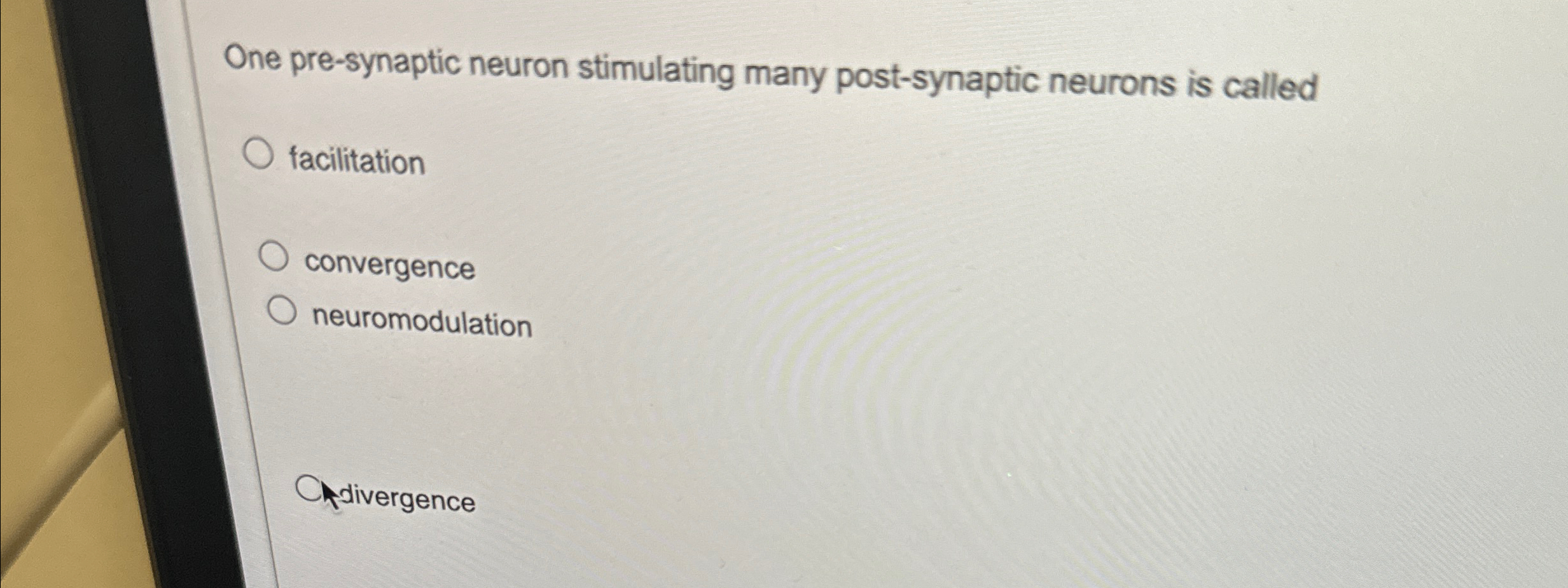 Solved One pre-synaptic neuron stimulating many | Chegg.com