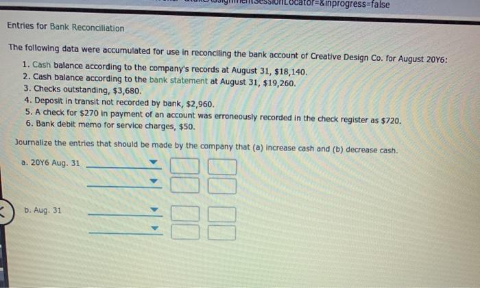 Solved ator=&inprogress=false Entries for Bank | Chegg.com