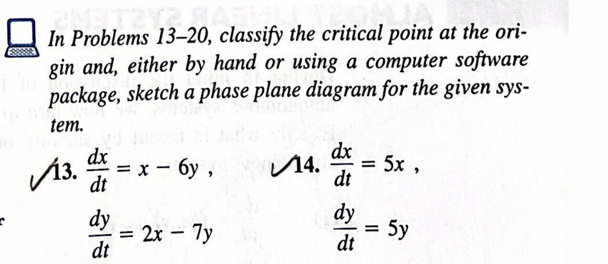 Solved In Problems 13-20, ﻿classify the critical point at | Chegg.com