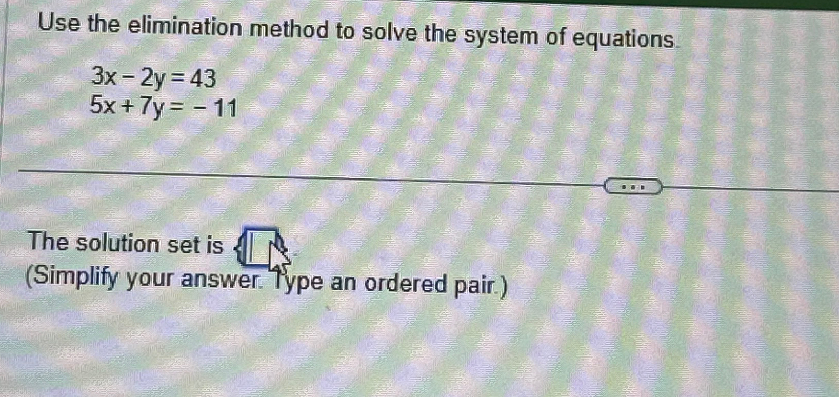Solved Use the elimination method to solve the system of | Chegg.com