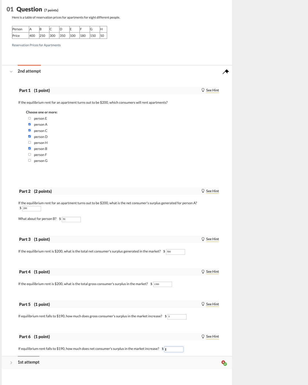 Solved 01 ﻿Question (7 ﻿points)Here is a table of | Chegg.com