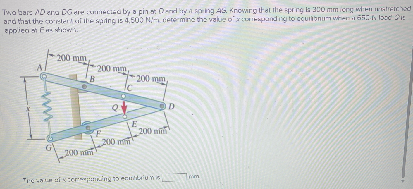 Solved Two bars AD ﻿and DG ﻿are connected by a pin at D ﻿and | Chegg.com