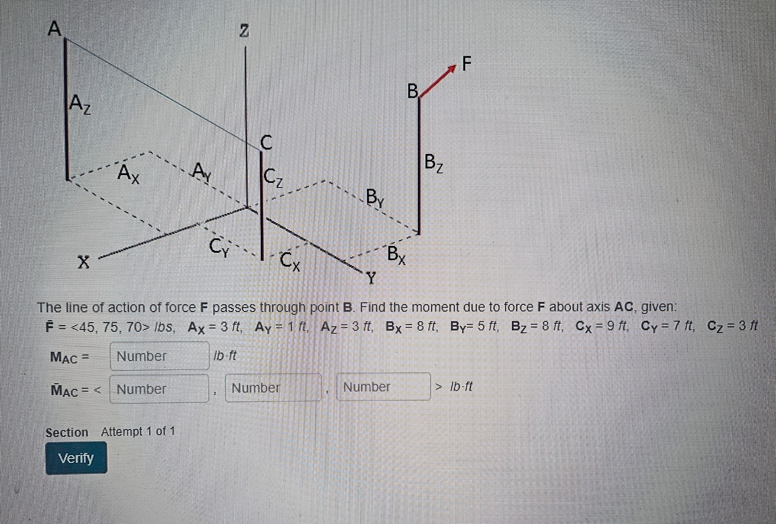 The line of action of force F ﻿passes through point | Chegg.com