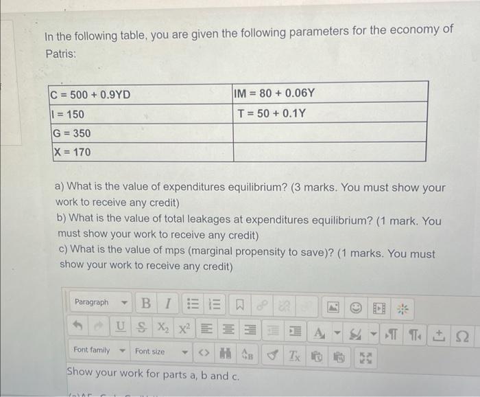 Solved In the following table, you are given the following | Chegg.com