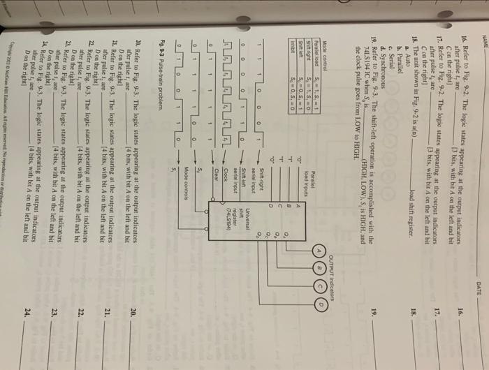 Solved Shift Registers TEST: SHIFT REGISTERS Answer the | Chegg.com