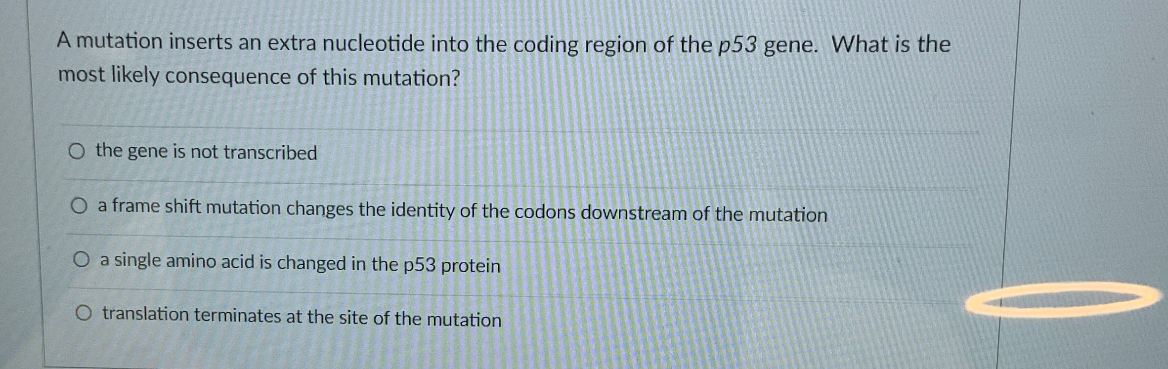 Solved A mutation inserts an extra nucleotide into the | Chegg.com