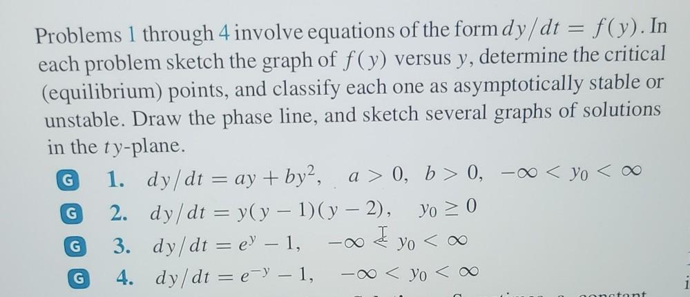Solved Problems 1 through 4 involve equations of the form | Chegg.com