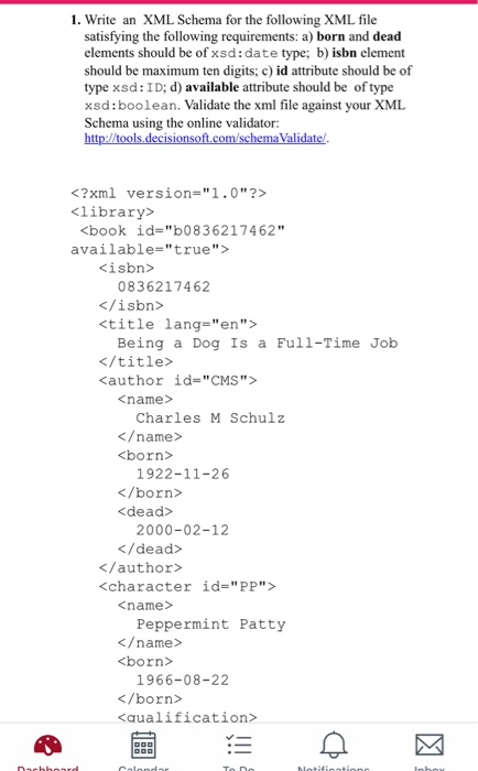 Solved 1. Write an XML Schema for the following XML file | Chegg.com