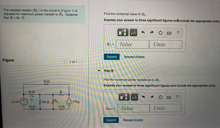 Solved The variable resistor (RL) in the circuit in (Figure | Chegg.com