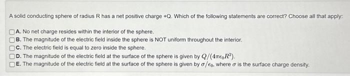 Solved A solid conducting sphere of radius R has a net | Chegg.com