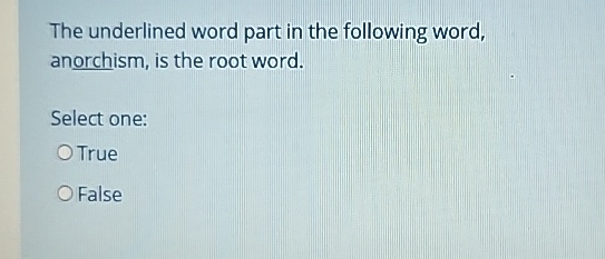 The underlined word part in the following word, | Chegg.com
