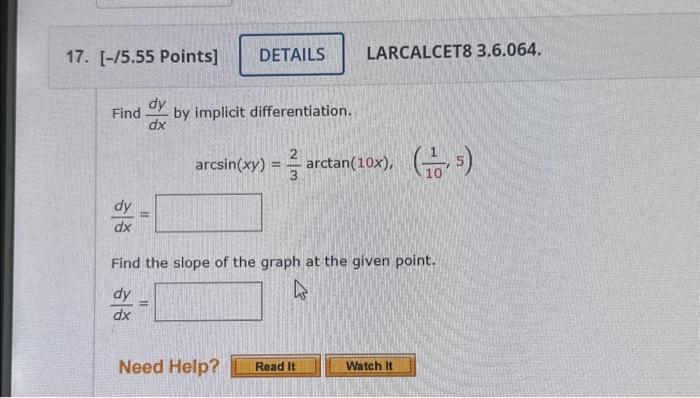 Solved Find dxdy by implicit differentiation. | Chegg.com