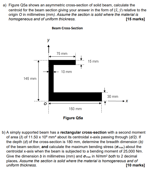Solved a) ﻿Figure Q5a shows an asymmetric cross-section of | Chegg.com