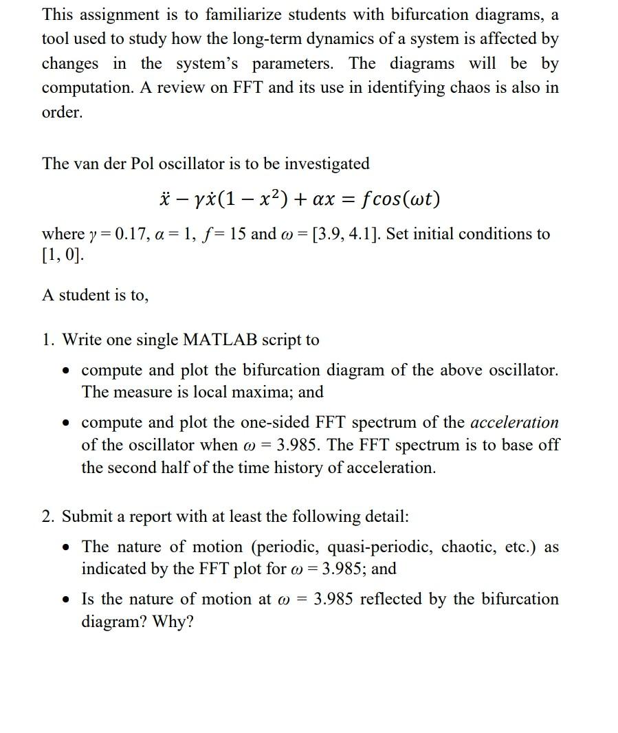 Solved Need Matlab Codes Of Bifurcation Diagram Please