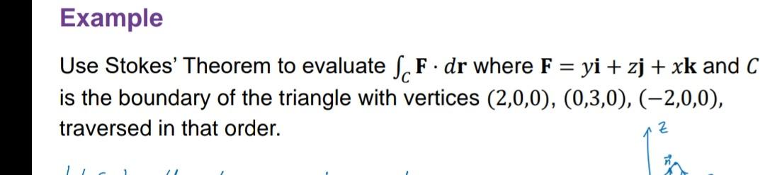 Solved Example Use Stokes' Theorem to evaluate ∫CF⋅dr where | Chegg.com