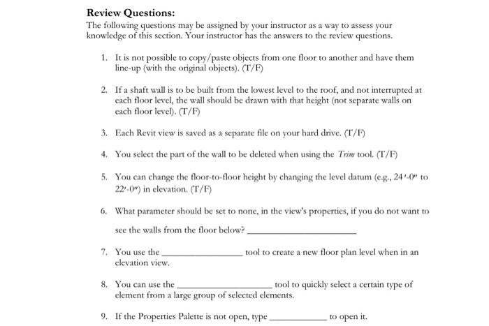 Solved Review Questions: The following questions may be | Chegg.com