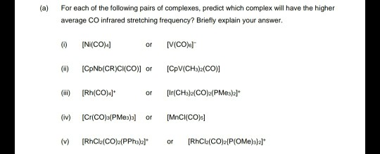 Solved (a) For each of the following pairs of complexes, | Chegg.com