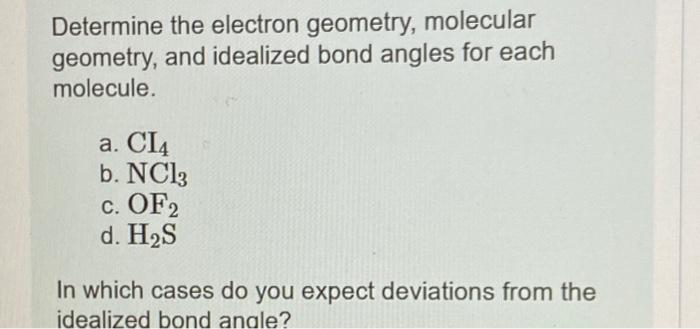 Solved Determine The Electron Geometry Molecular Geometry