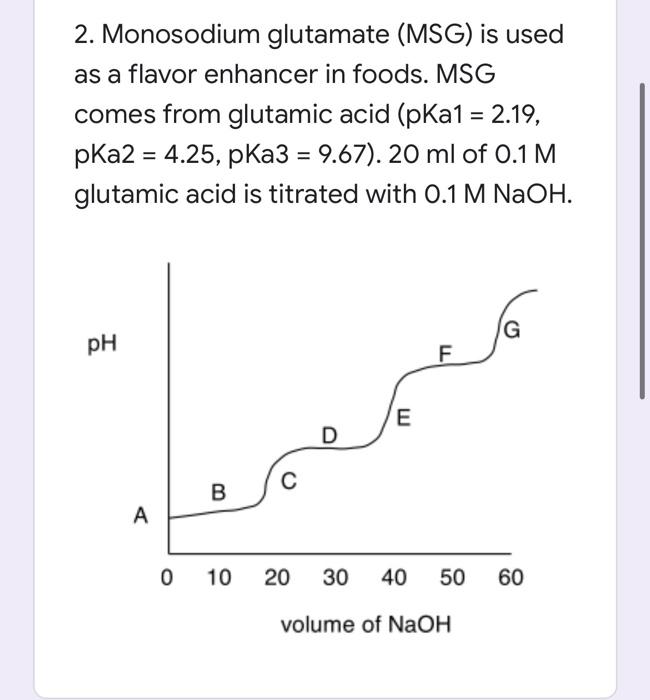 Solved 2. Monosodium glutamate (MSG) is used as a flavor | Chegg.com