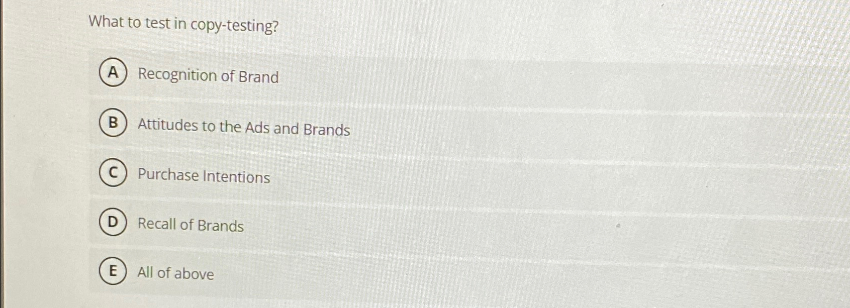Solved What to test in copy-testing?Recognition of | Chegg.com