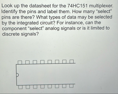 Solved Look up the datasheet for the 74 ﻿HC 151 | Chegg.com