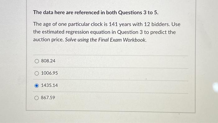 Solved The data here are referenced in both Questions 3 to 5 | Chegg.com