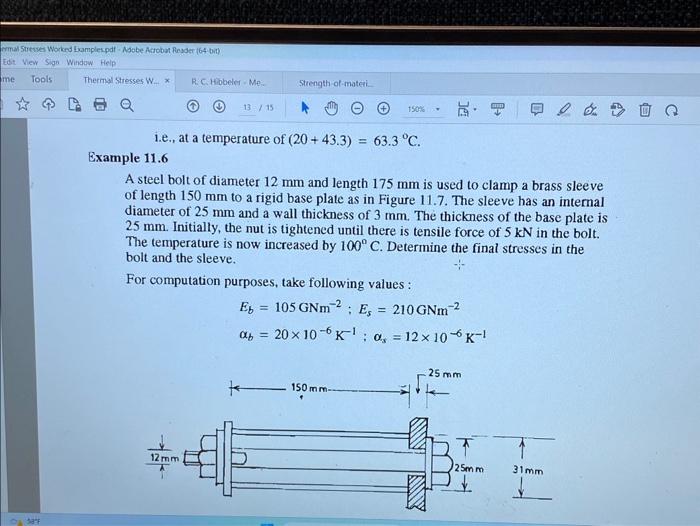 Solved A steel bolt of diameter 12 mm and length 175 mm is | Chegg.com