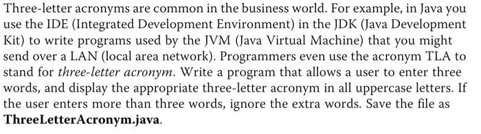Solved Three-letter acronyms are common in the business | Chegg.com
