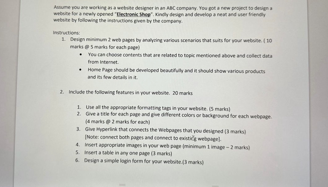 Solved Assume you are working as a website designer in an | Chegg.com