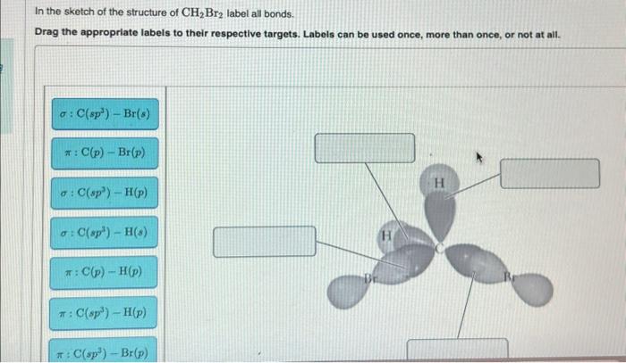 Solved In the sketch of the structure of CH2Br2 label all | Chegg.com