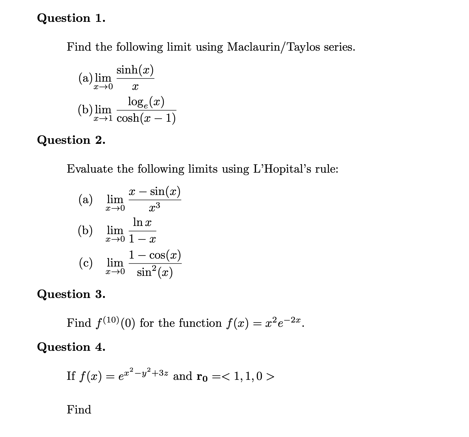 Solved Question 1.Find the following limit using | Chegg.com